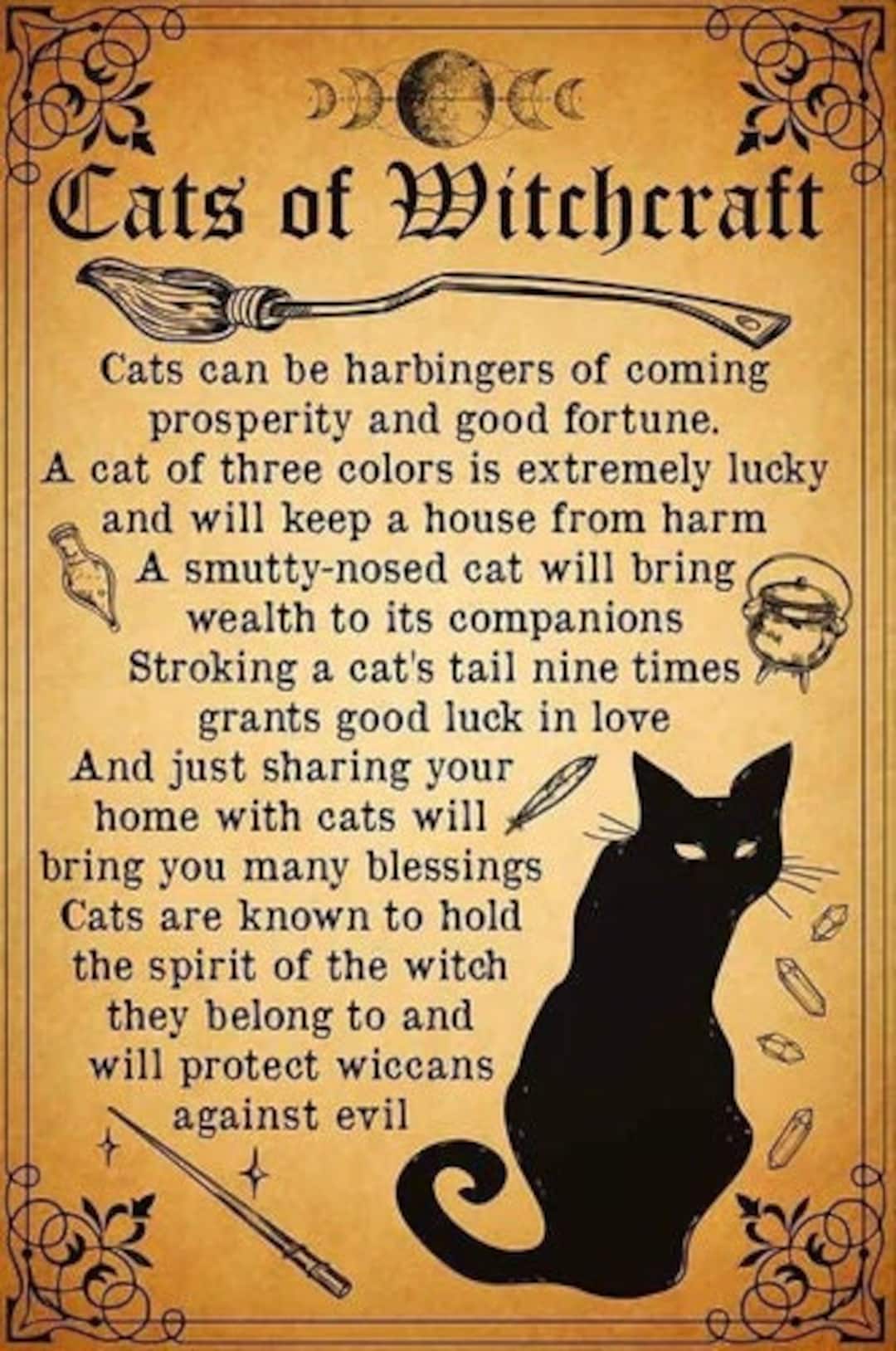 The Cats of Witchcraft DIY Printable Wiccan Wicca Art Witch Gift Black ...