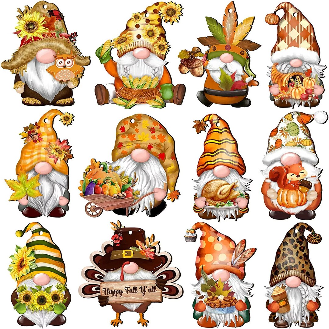 Fall Thanksgiving Gnomes Wooden Hanging Ornaments, Autumn Wood Hanging ...