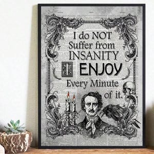Abstract Poe Insanity Quote Art Vintage Gothic Halloween Themed ...