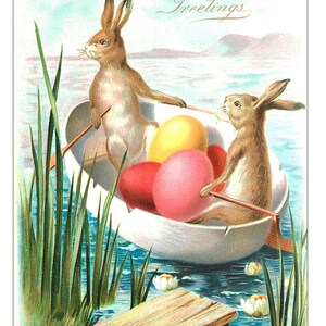 Vintage Victorian Easter Bunny Card Set Printable Retro Vintage ...