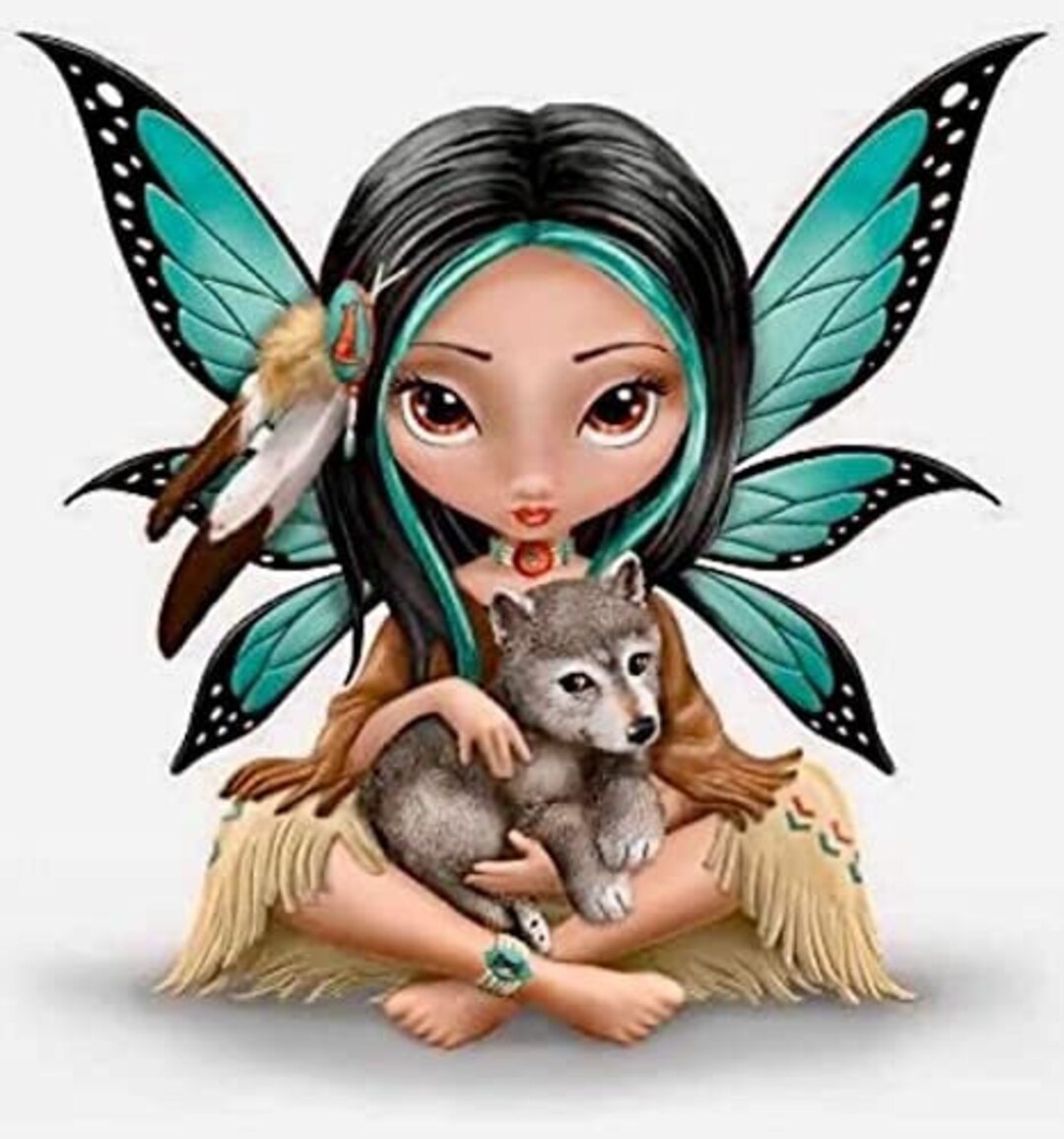 Strangeling INDIAN Fairy With Baby Wolf by Jasmine Becket-griffith ...