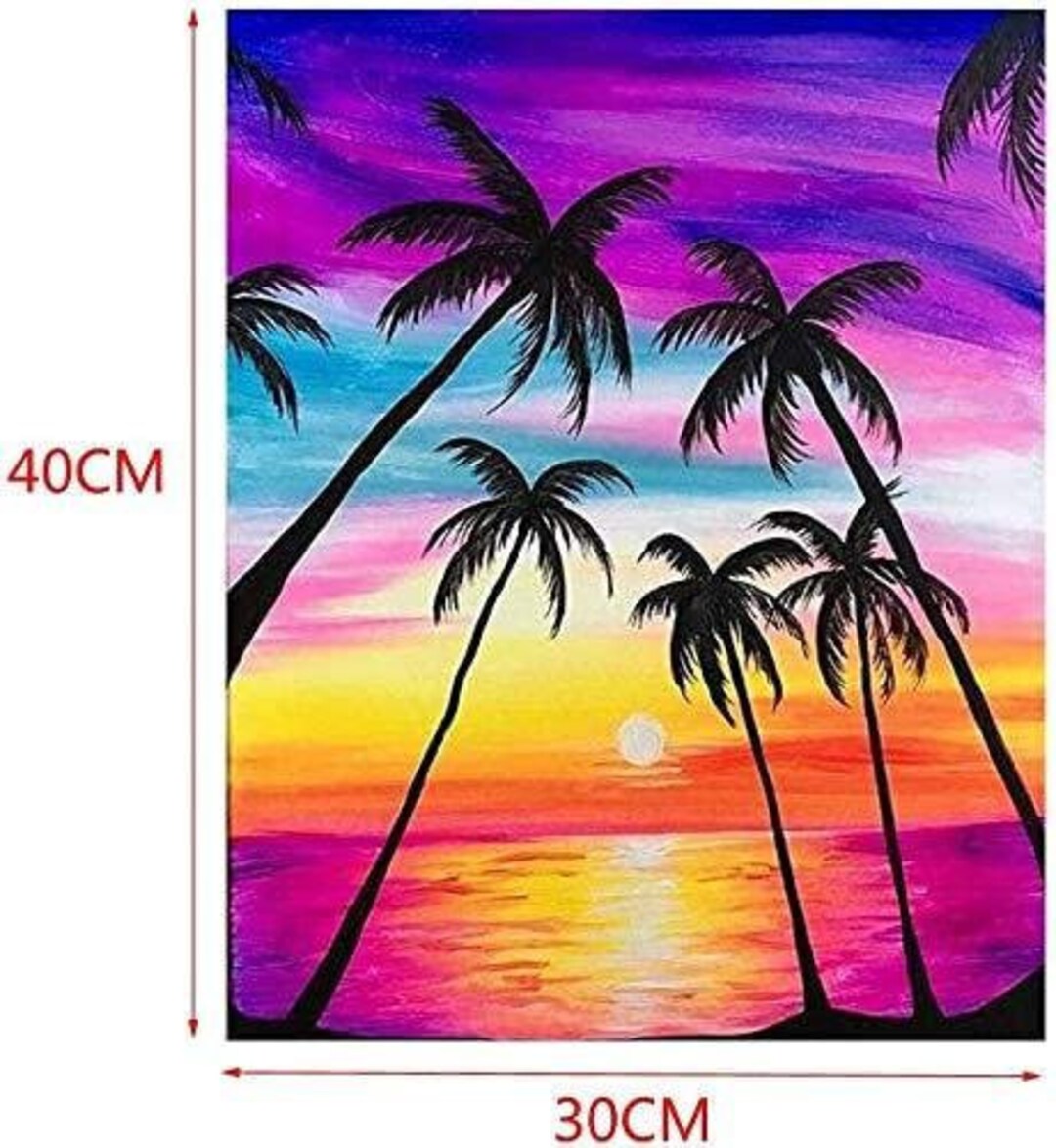 Coconut Tree Round Full Drill Diy 5d Diamond Painting by Number Kits ...