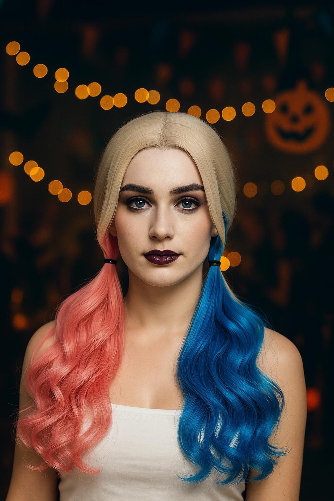 Pink Blue Ombre Wavy Wig: 26 Inch Synthetic Cosplay Hairpiece - Etsy