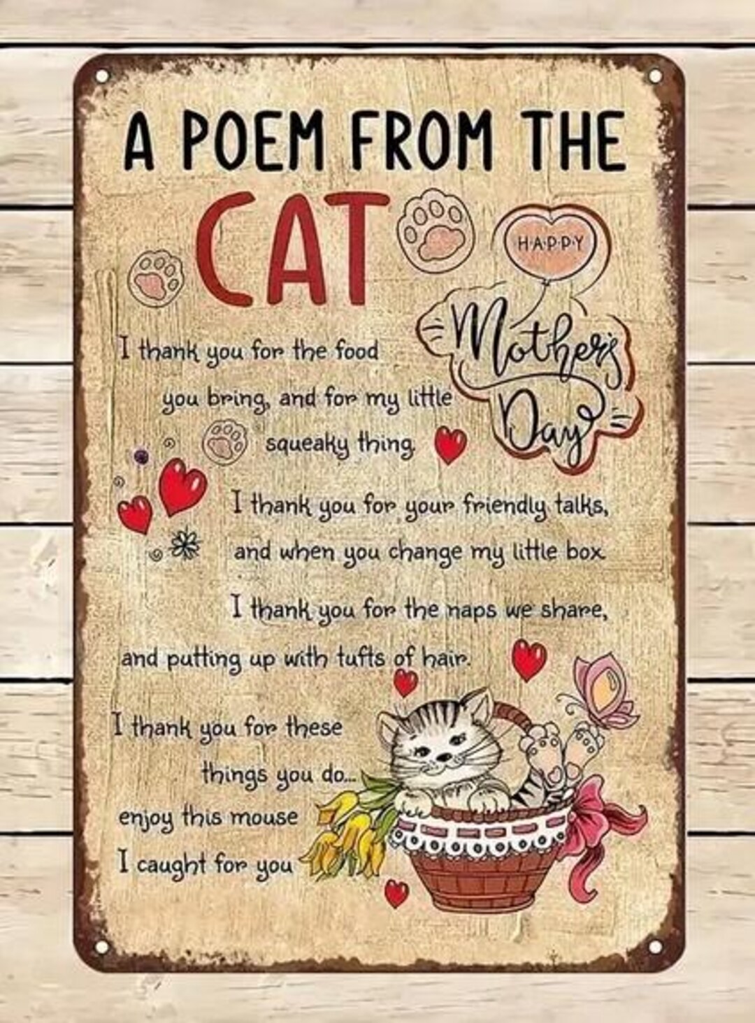 A Poem From the Cat Knowledge Touch My Coffee Wall Decor Rustic Style ...