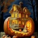 Halloween Printable Cards - Cute Black Cats and 3D Carved Pumpkins ...