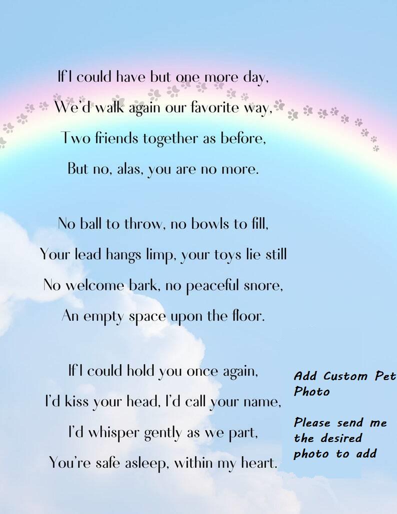 Dog Memorial Sign: "just One More Day" Pet Loss Keepsake (8x12) - Etsy