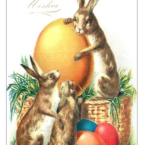 Vintage Victorian Easter Bunny Card Set Printable Retro Vintage ...
