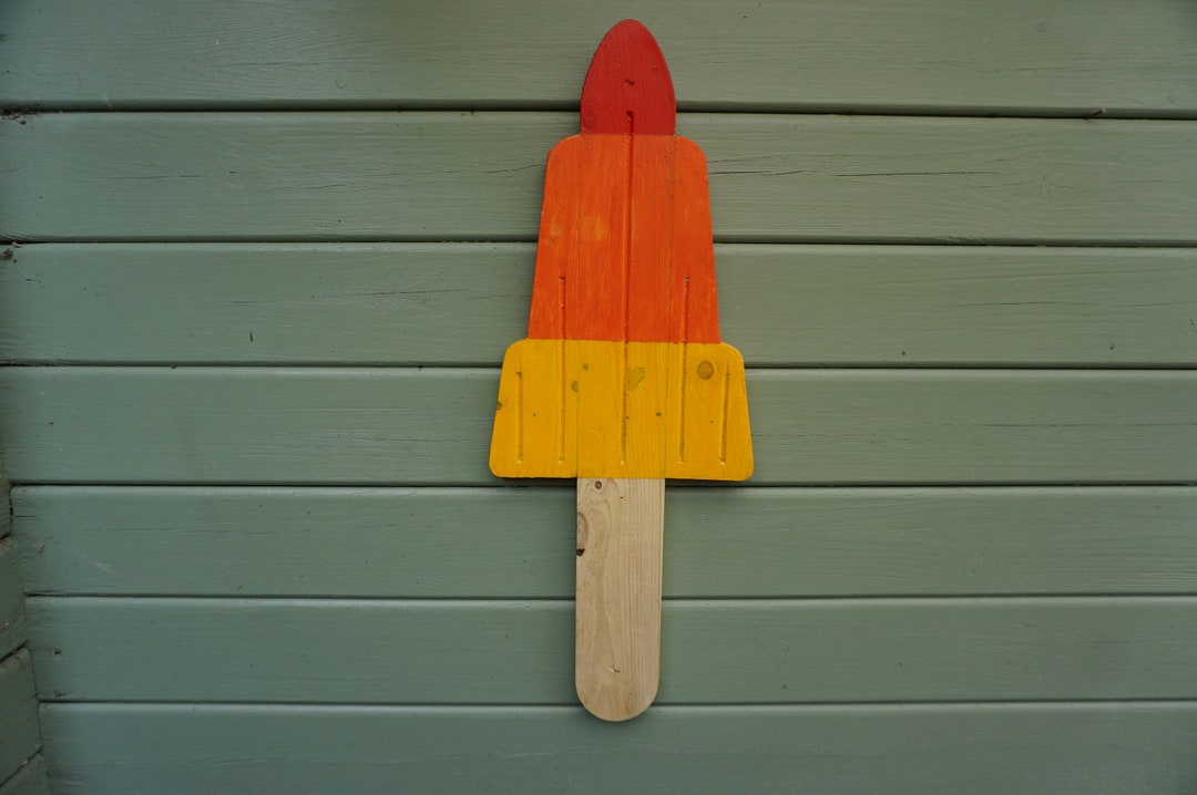 Rocket Ice Lolly Wooden Wall Art for Garden or Home Decoration Made ...