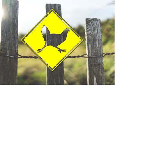 Chicken Crossing the Road Metal Chicken Crossing Sign Drive - Etsy