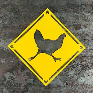 Chicken Crossing The Road Metal Chicken Crossing Sign Drive | Etsy