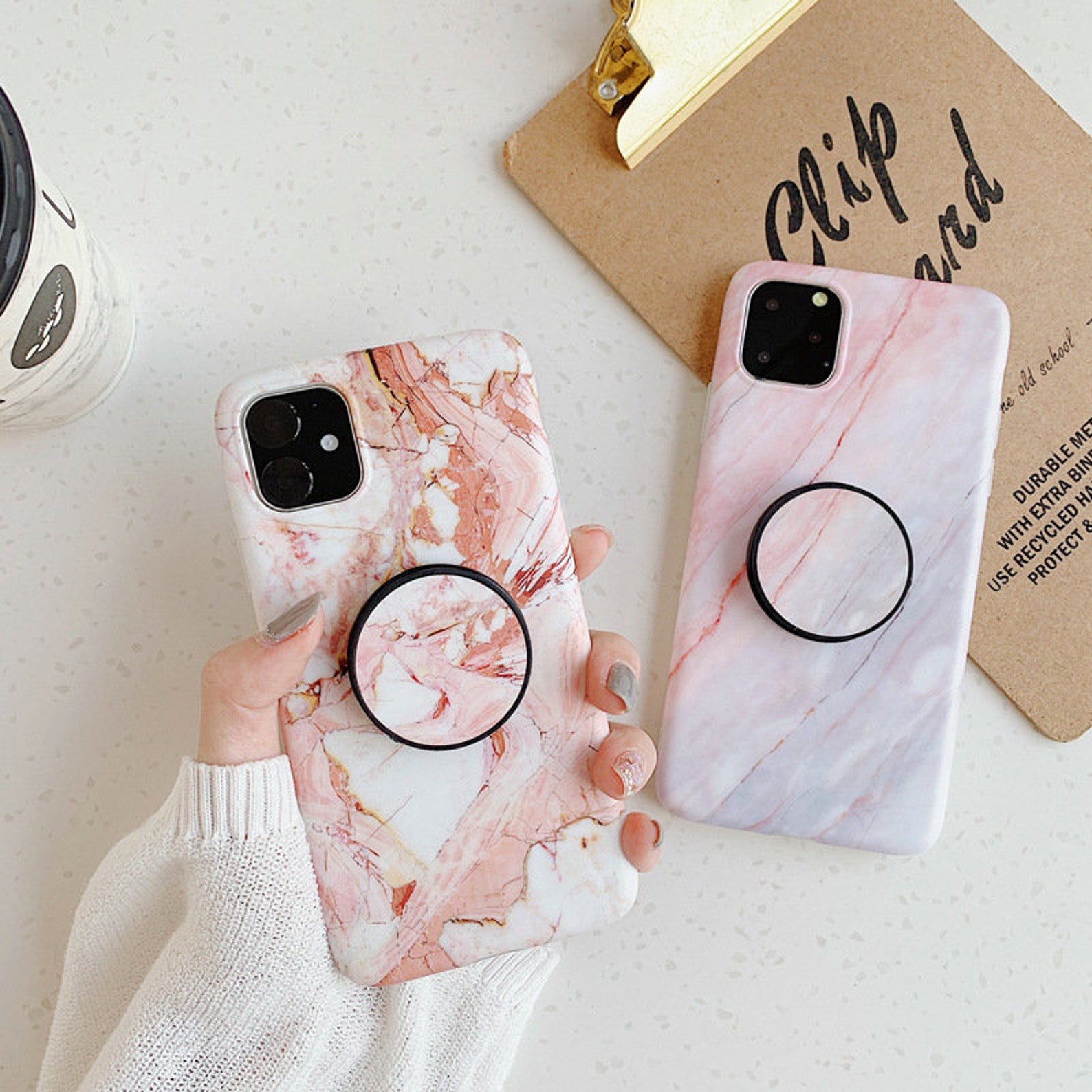 IPhone 12 Case Cover with Popsocket Marble Case for iPhone 12 | Etsy