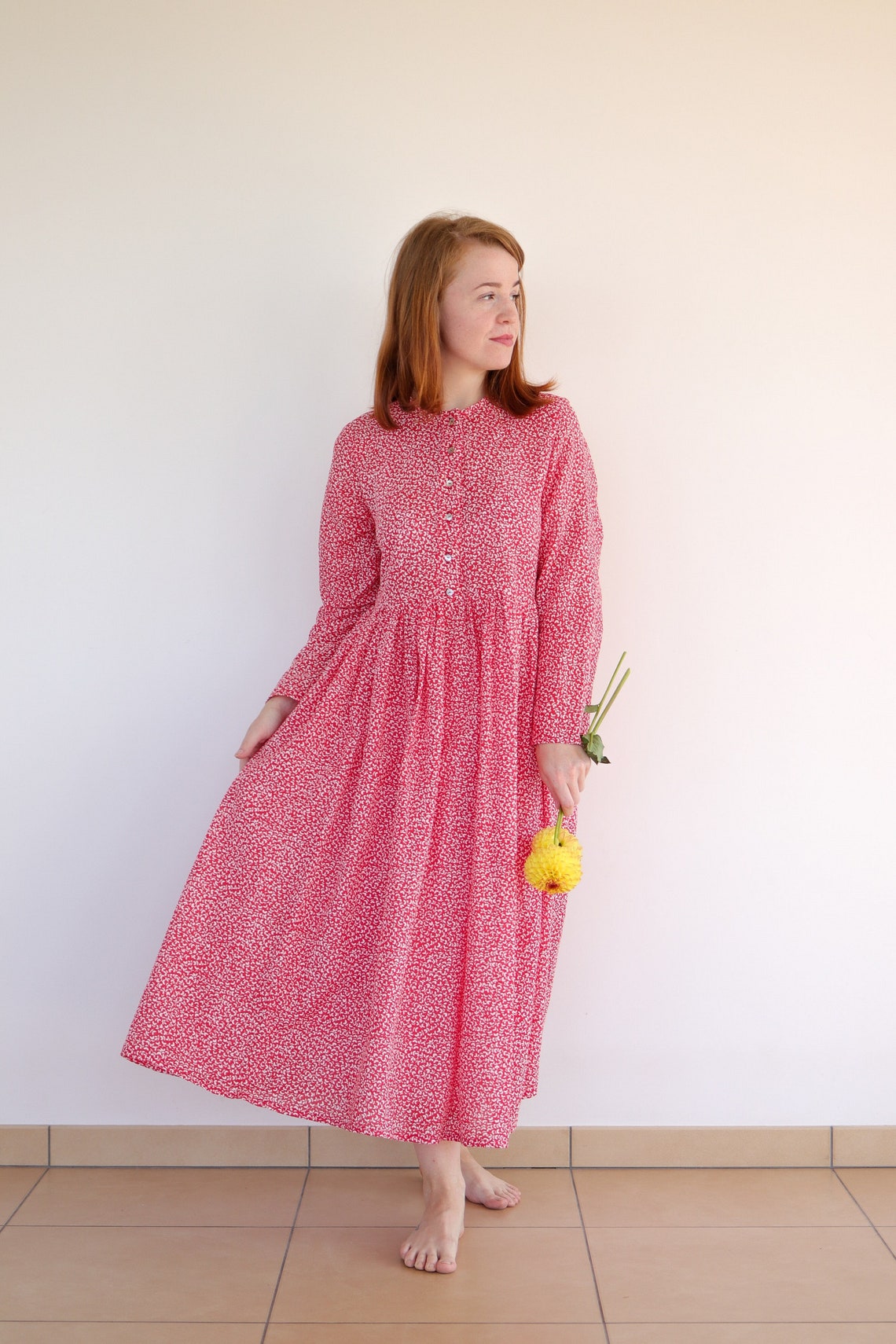 Cotton floral print long dress cotton dress for summer | Etsy Cotton floral print long dress cotton dress for summer | Etsy