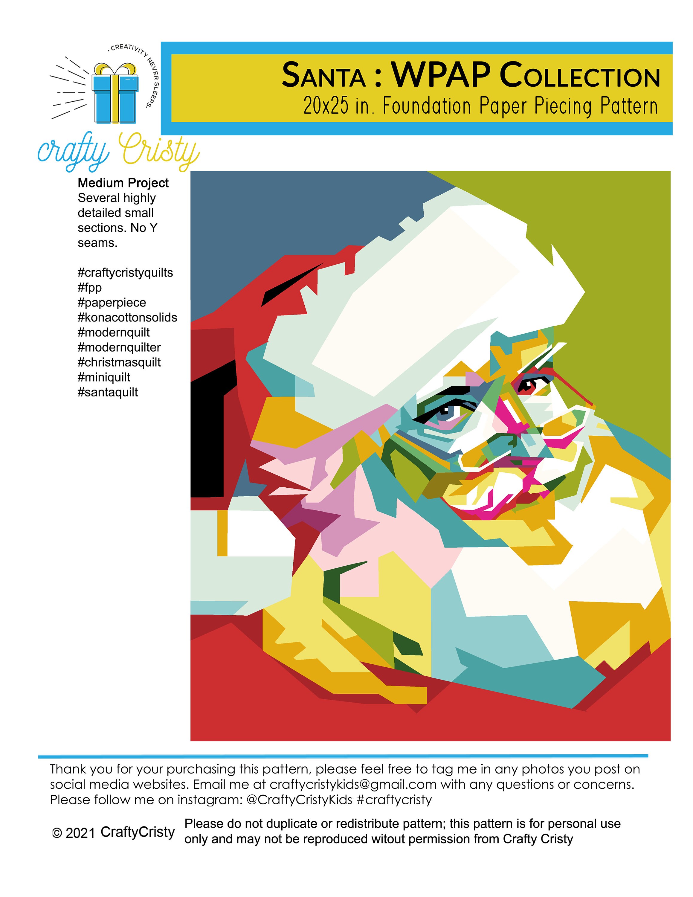 Modern Santa FPP Pattern WPAP Series - Etsy