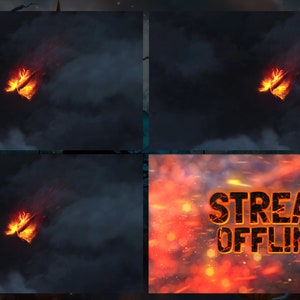 Animated Twitch Fire Overlay Phoenix Stream Pack - Scenes Alerts ...