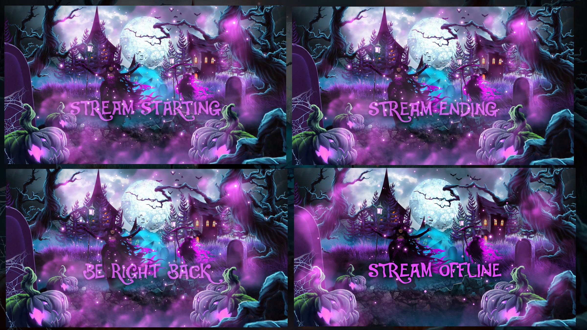 Animated Twitch Overlay Horror Stream Pack Scenes Alerts Emotes ...