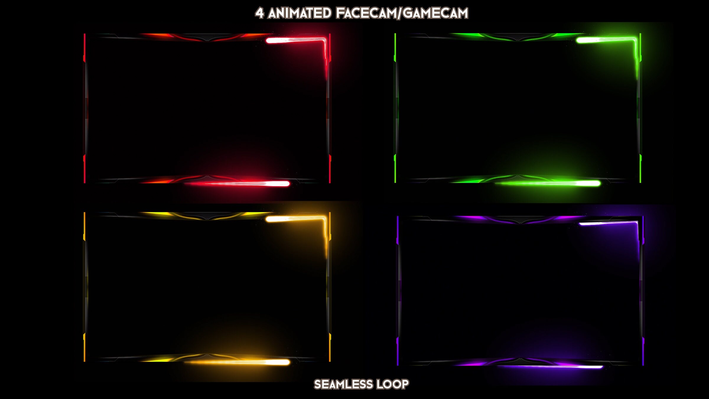 Twitch Overlay Animated Webcam Facecam Gamecam Overlay 4x Overlays - Etsy
