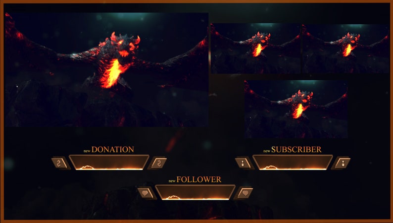 Twitch Dragon Fire Themed Stream Overlay Package Alerts - Etsy