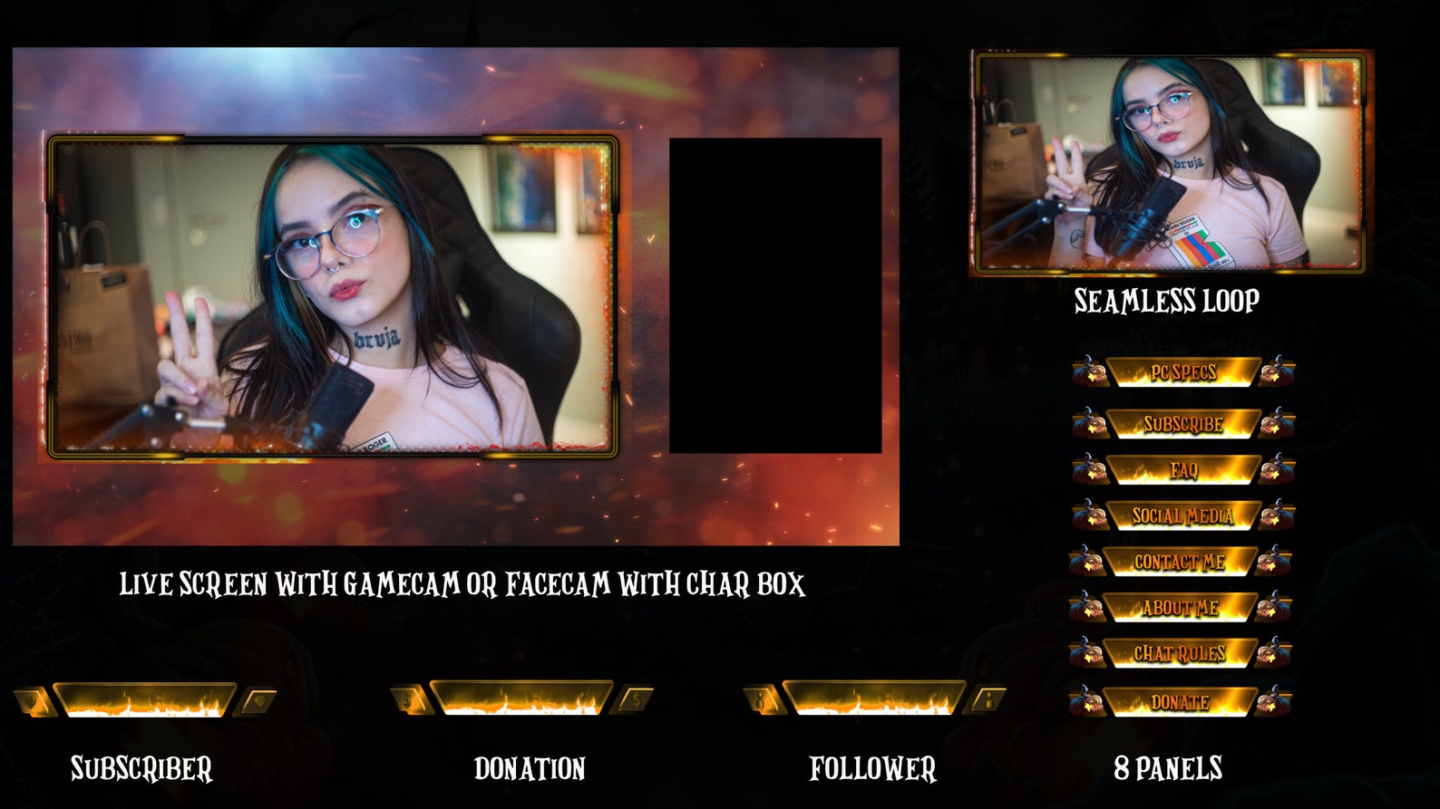 Animated Twitch Fire Overlay Fire Phoenix Stream Pack Scenes Alerts ...