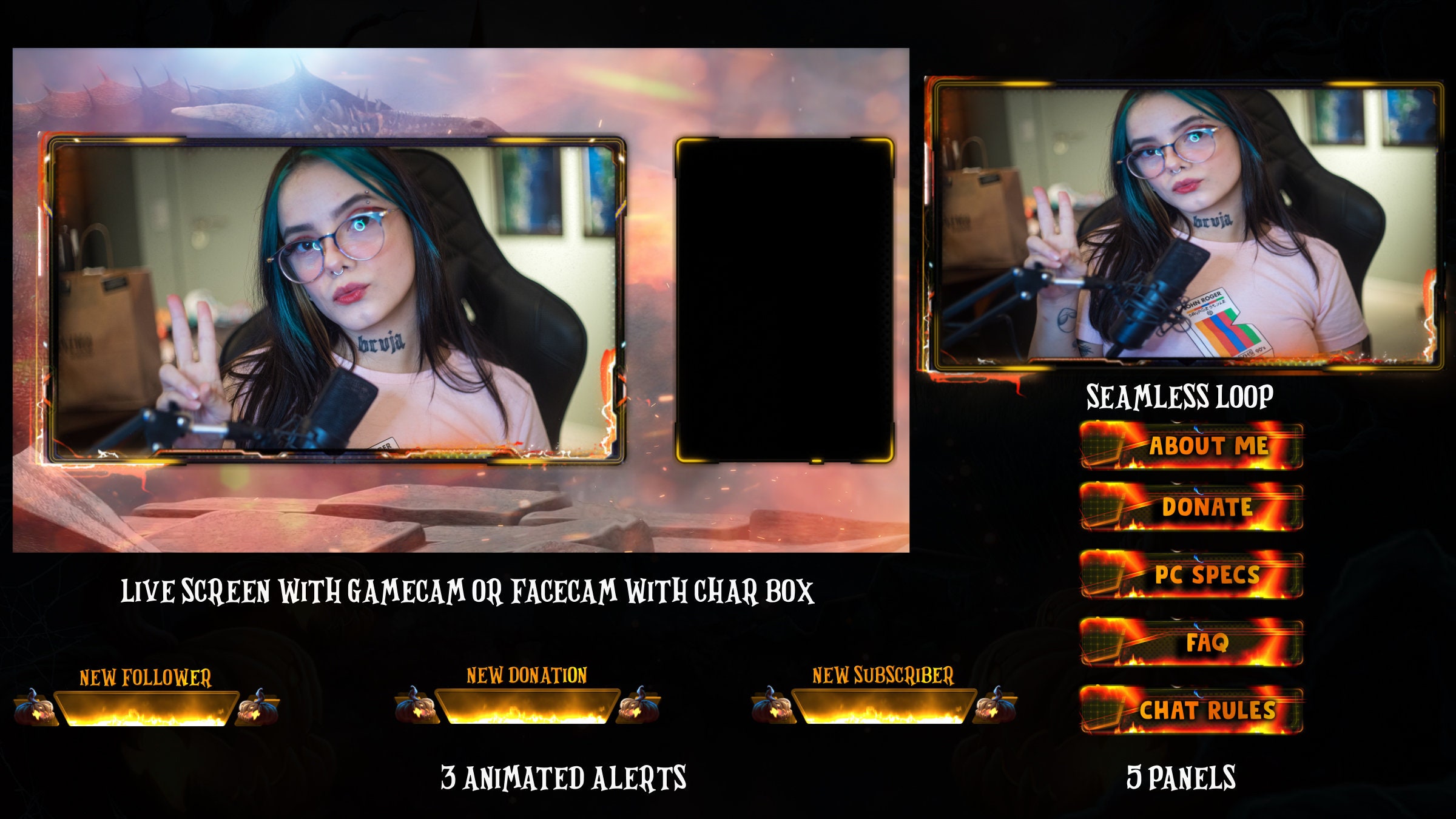 Animated Twitch Fire Overlay House of the Dragon Scenes Alerts Facecam ...