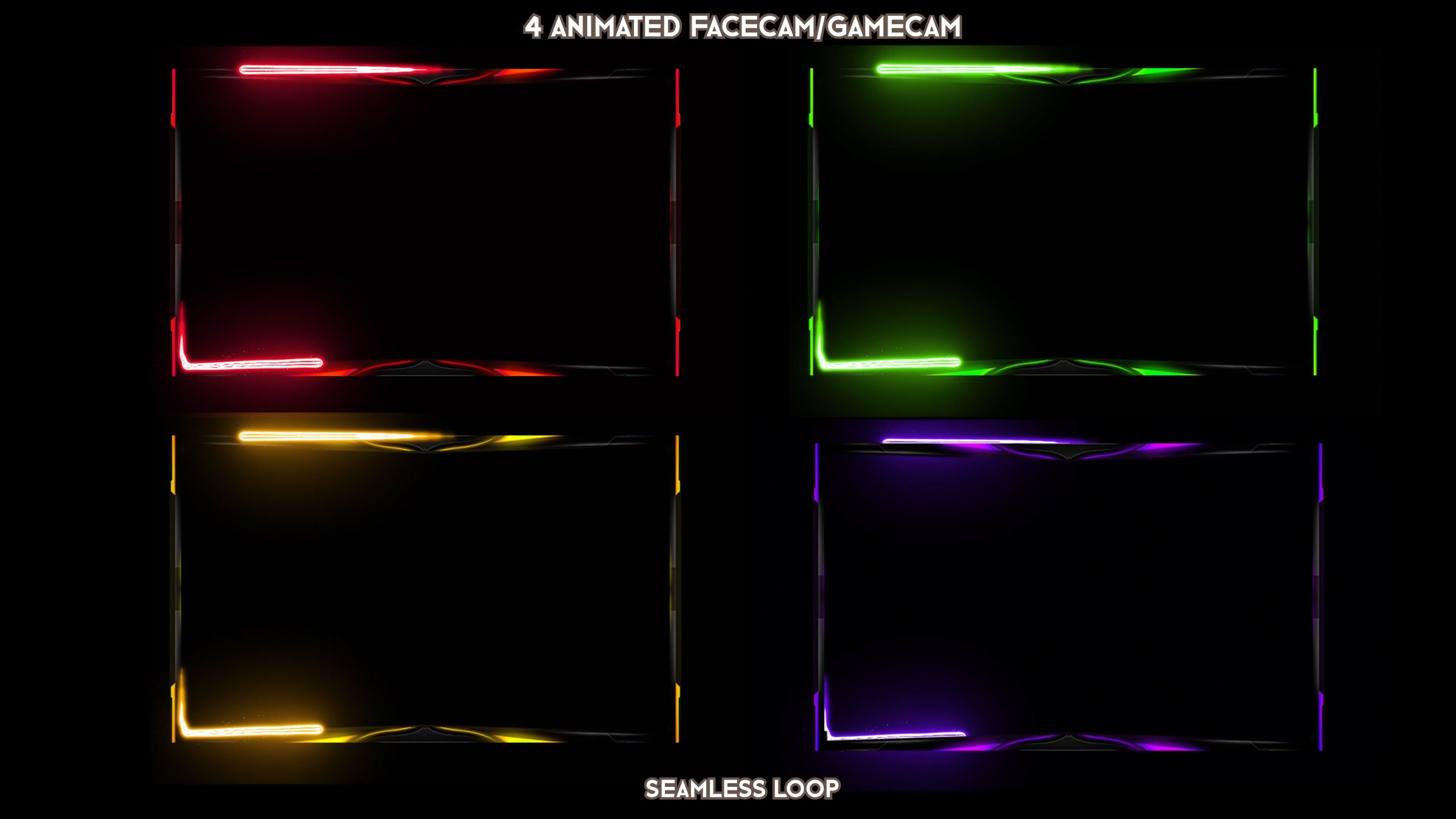 Twitch Overlay - Animated Webcam Facecam Gamecam Overlay 4x Overlays - Etsy