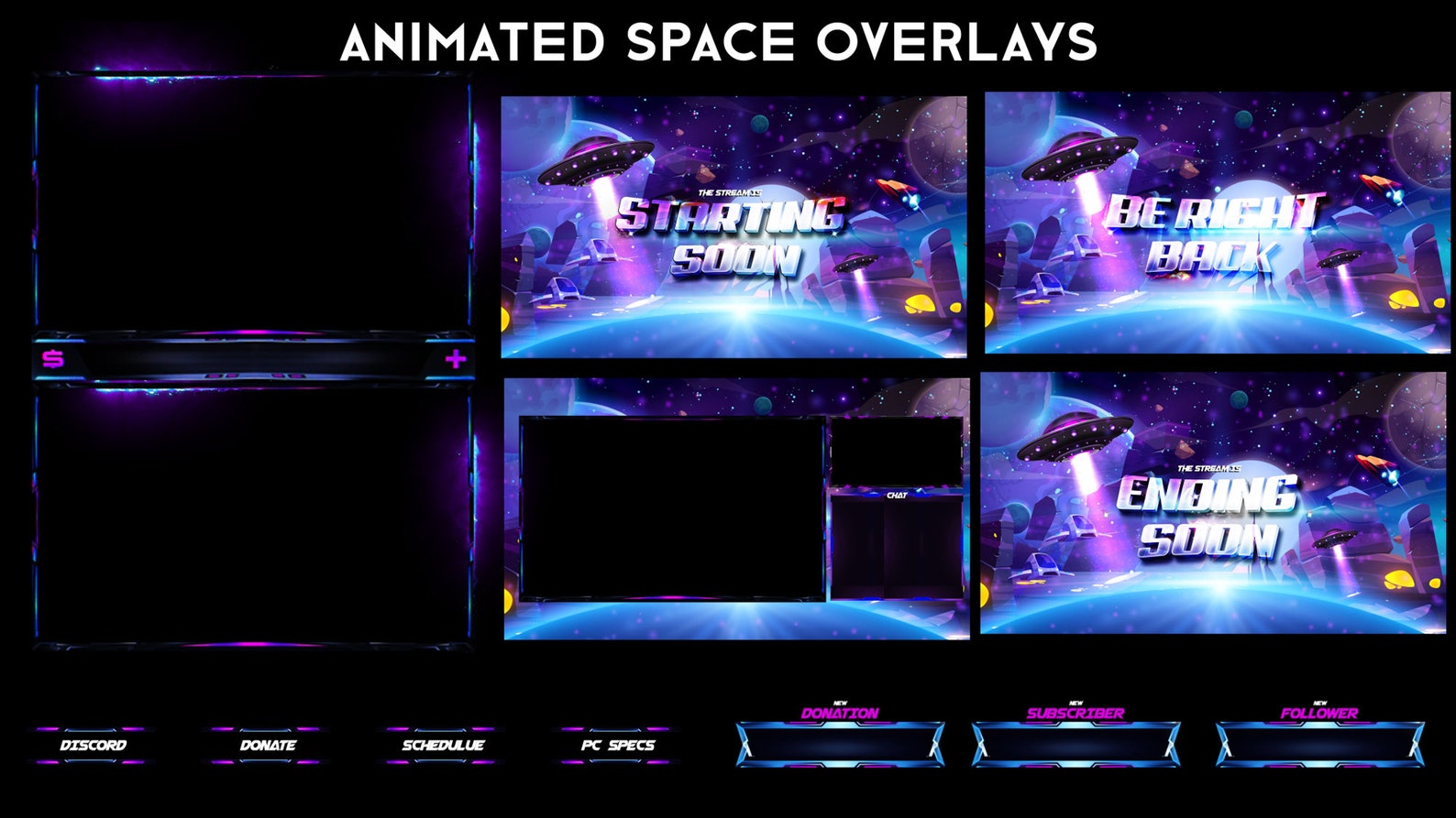 Animated Stream Retro Space Universe Overlays Panels Scenes | Etsy