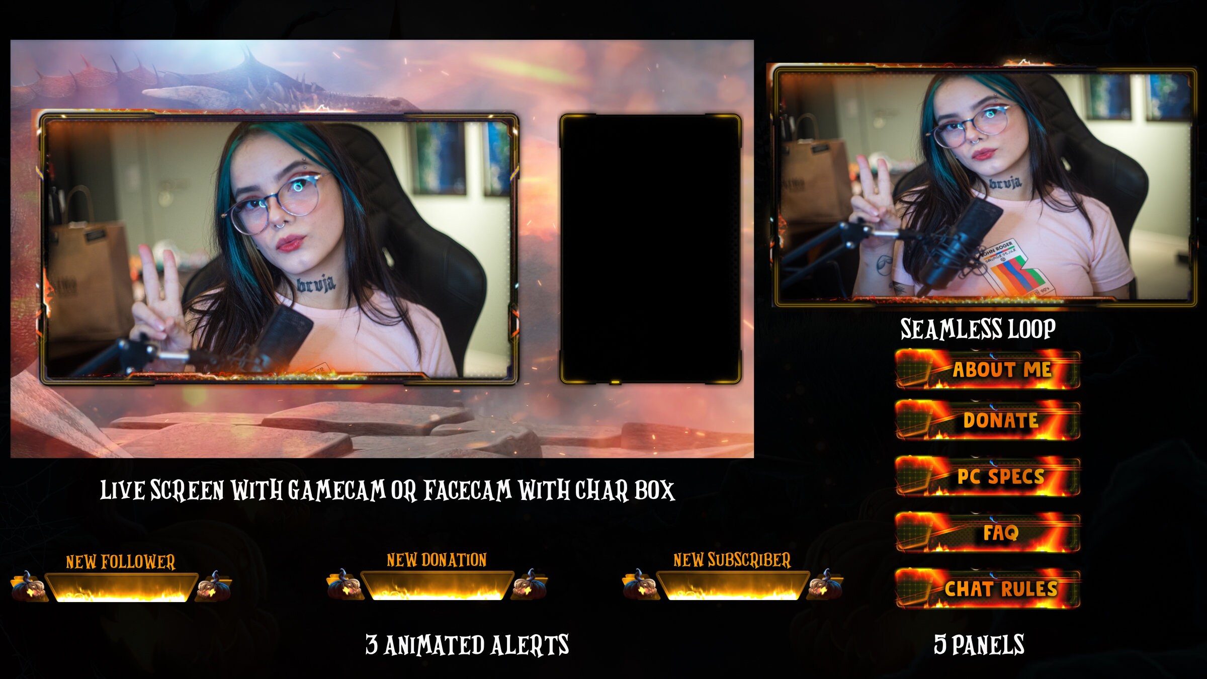 Animated Twitch Fire Overlay House of the Dragon Scenes Alerts Facecam ...