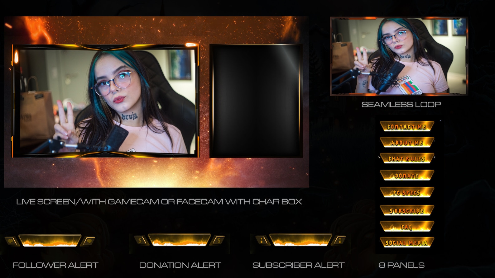 Animated Fire Flames Overlays Alerts Panels Webcam Face-cam Live Screen ...