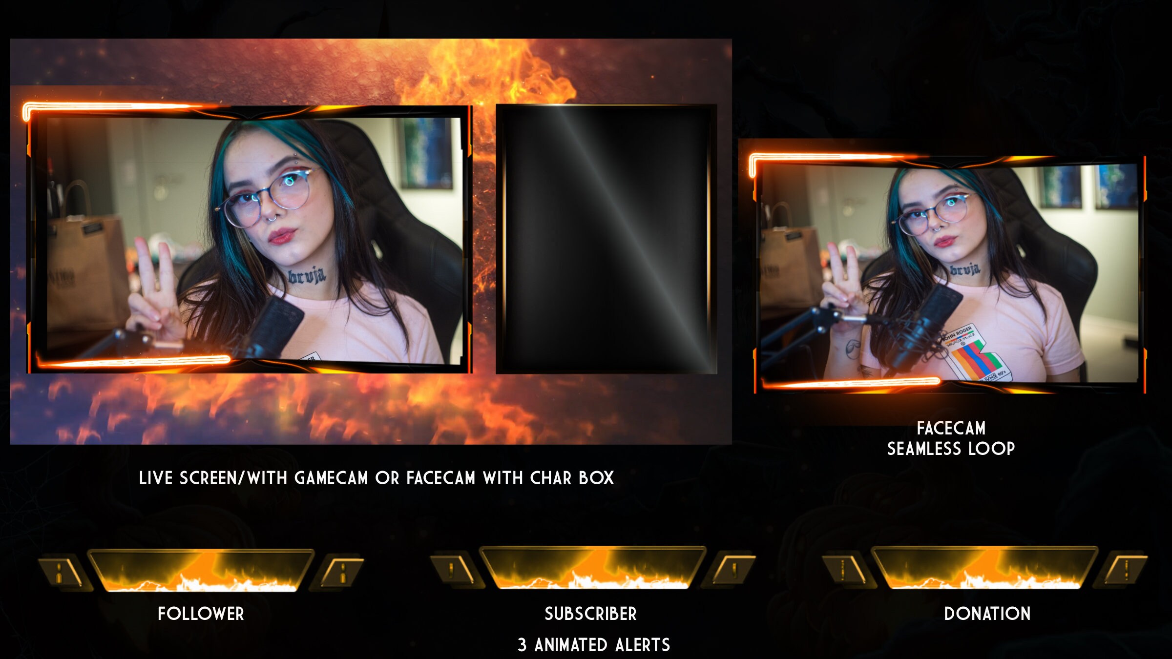 Animated Fire Spirit Lion Stream Overlays and Scenes Pack for Twitch ...