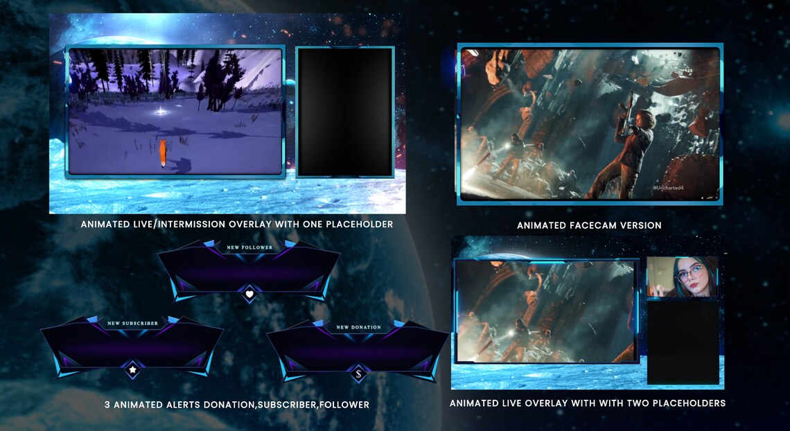 Animated Space Twitch Stream Overlay - Etsy
