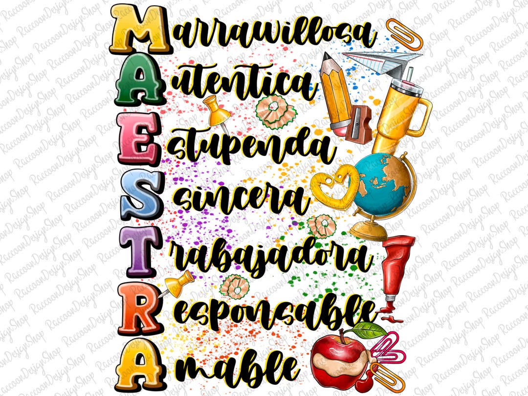 Maestra Spanish Teacher Heart Png, Teacher's Day Png, School Vibes Png ...