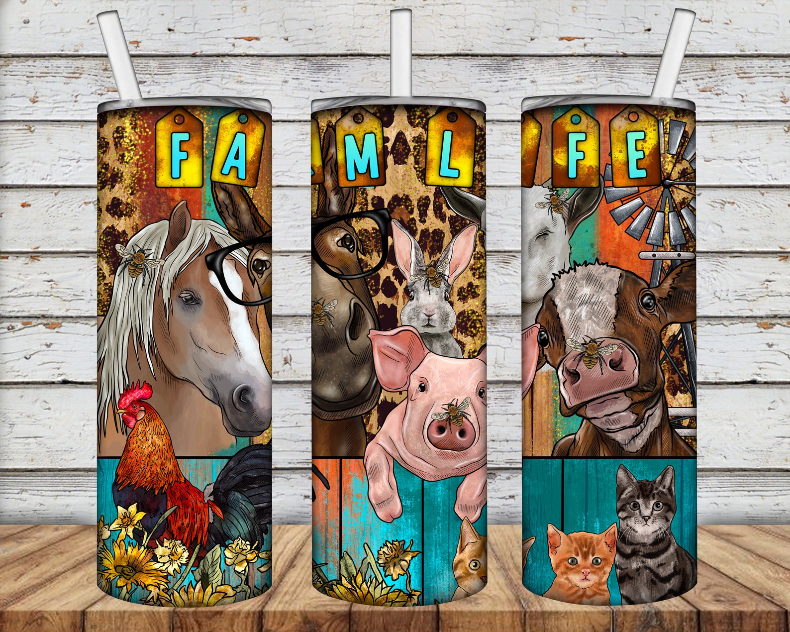 Farm Animals Tumbler Png Farm Animals 20oz Skinny Tumbler - Etsy