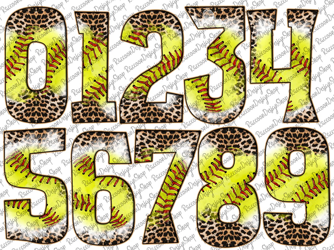 Softball Number Png,softball Letters PNG With Leopard and Ball ...