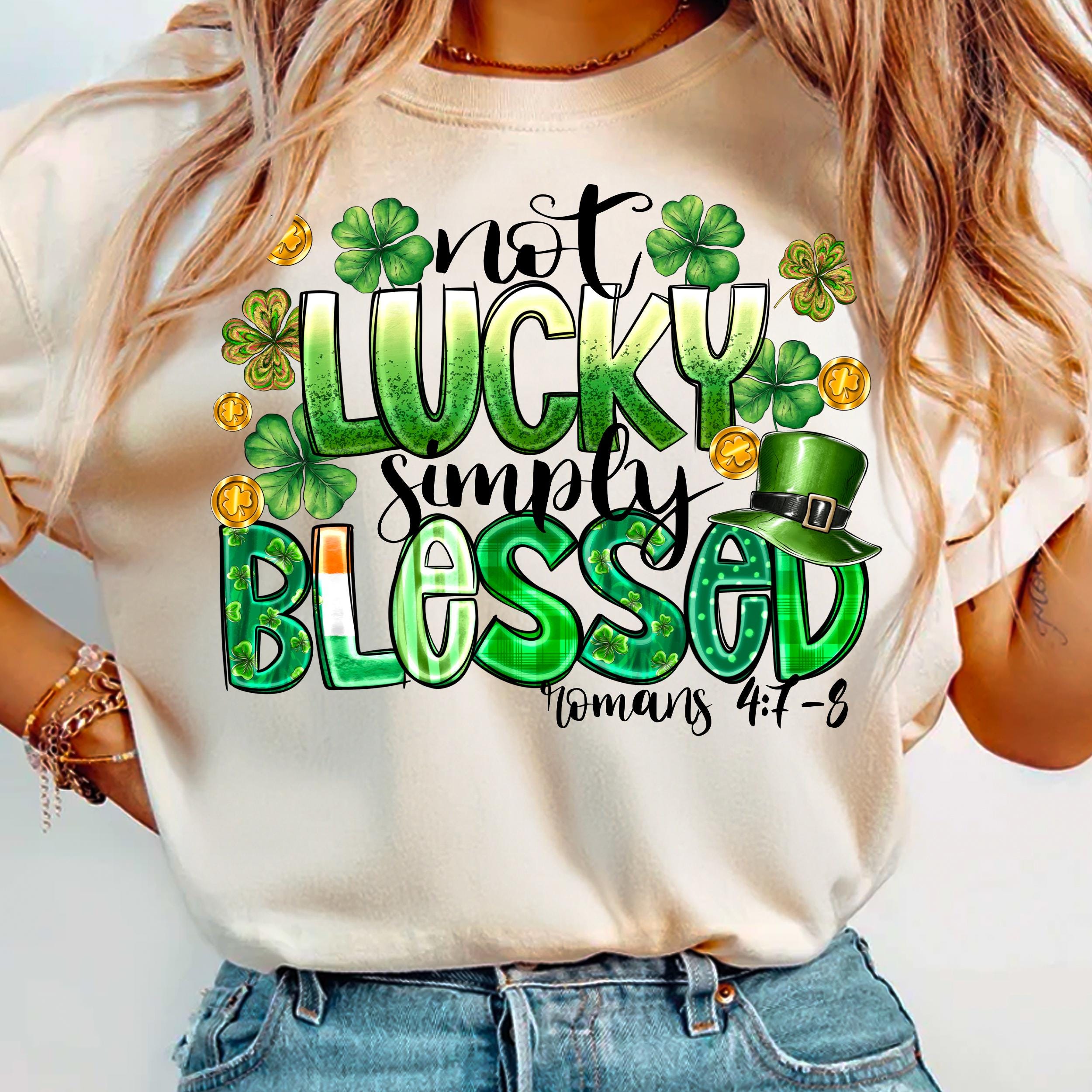 Not Lucky Simply Blessed Roman 4:7-8 Png,bible Verses Png,patrick ...