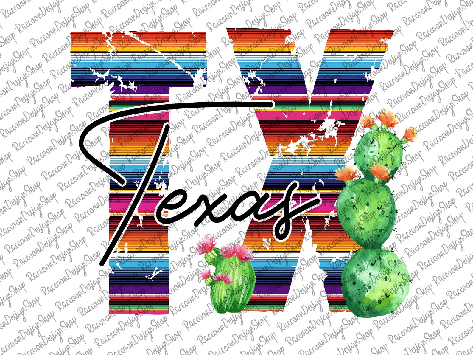 Texas Cactus Serape, Texas Maps Png, Instant Download, Leopard Png ...