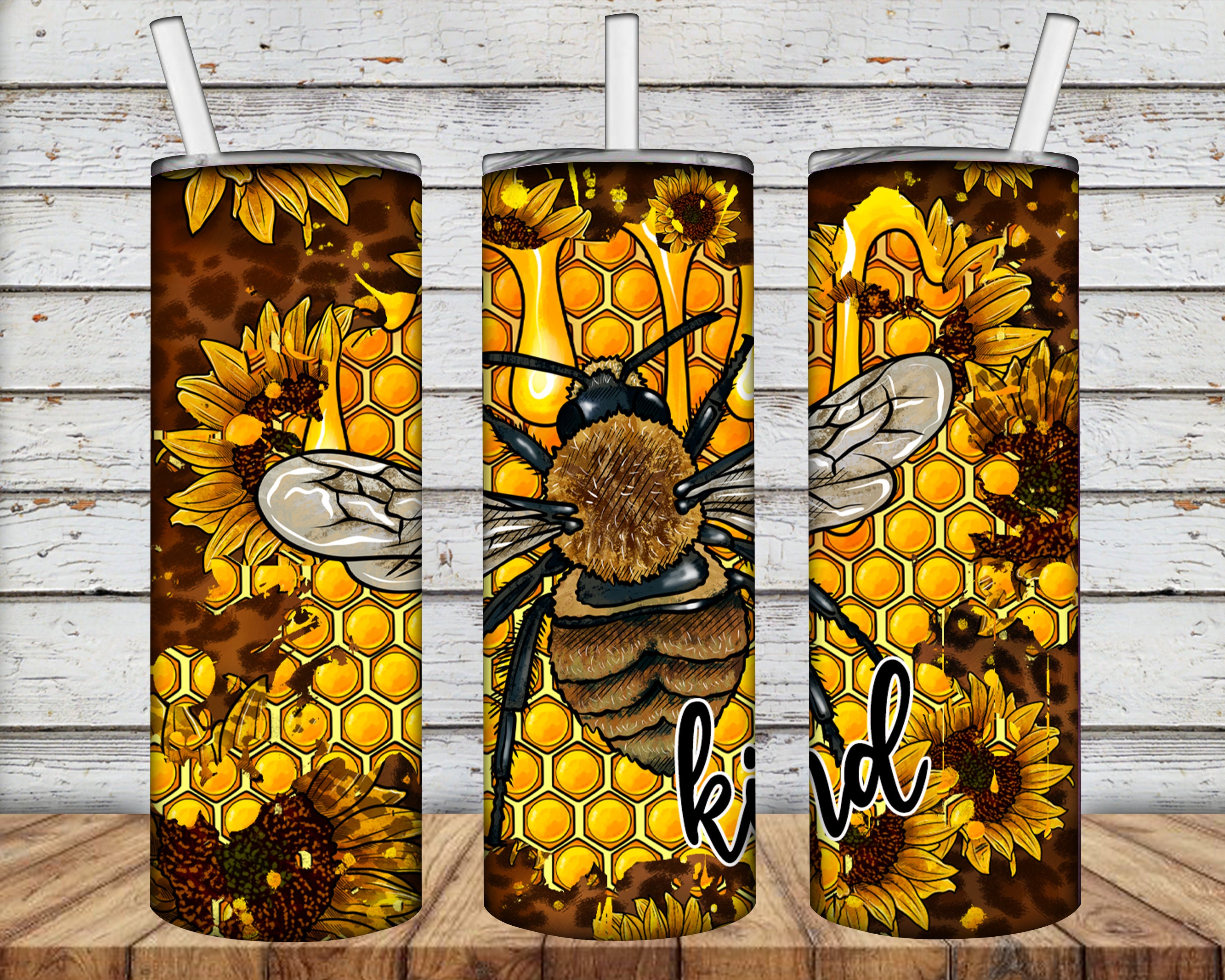 Bee Tumbler Wrapsunflowers 20oz Tumbler Wrap PNG Download | Etsy