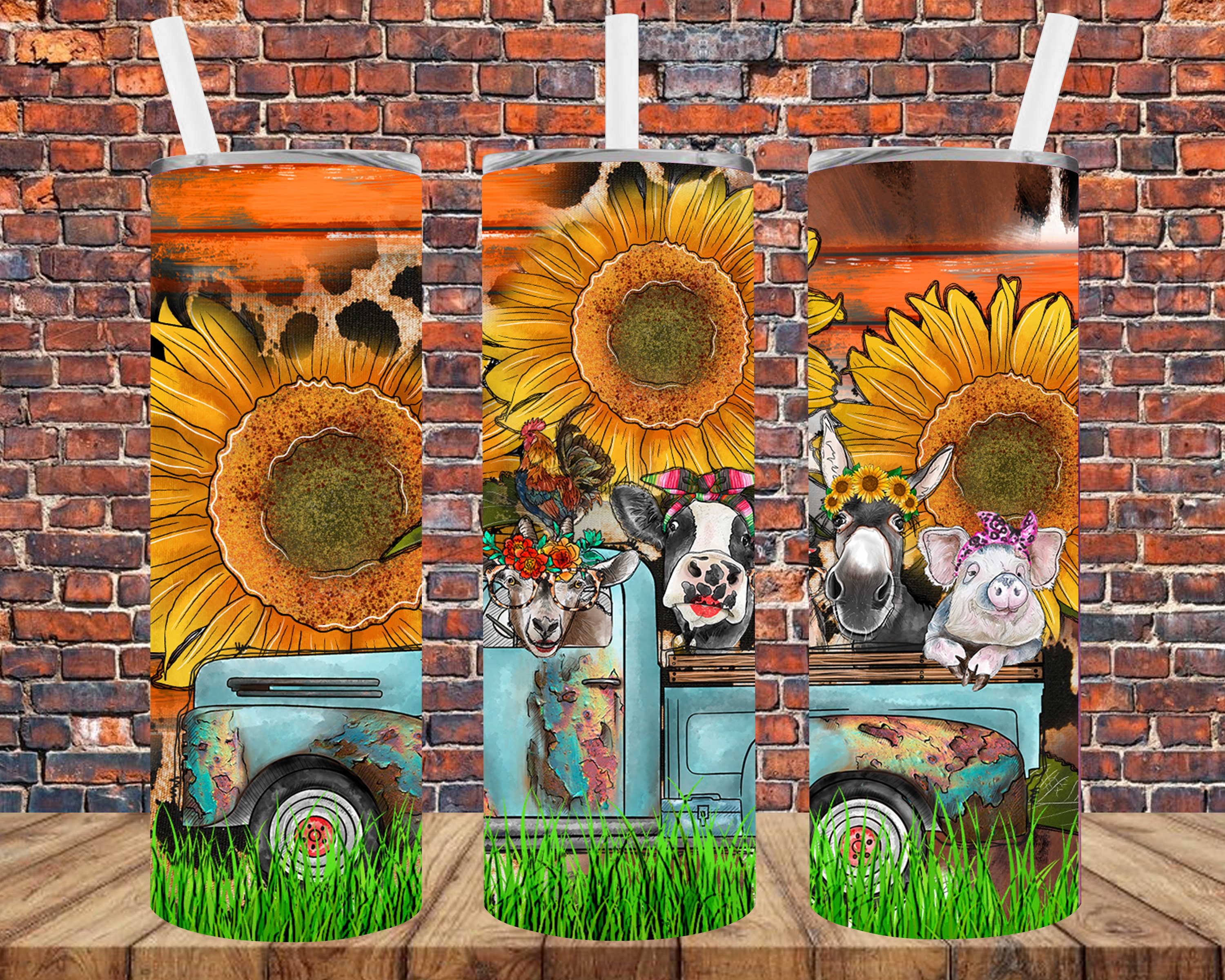 Farm Animals Tumbler Png Farm Animals 20oz Skinny Tumbler | Etsy
