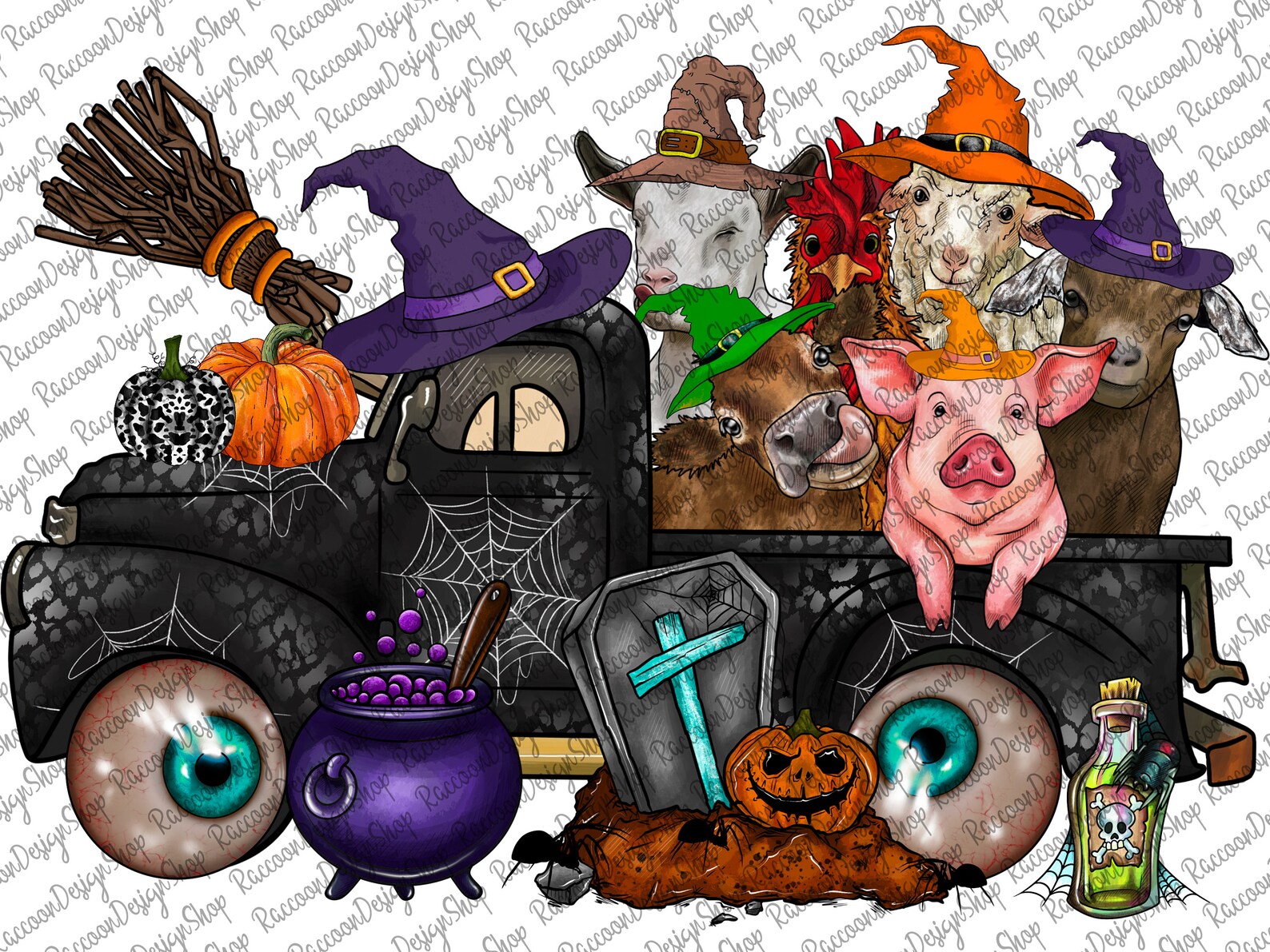 Halloween Farm Animals Truck Farmer Png Halloween - Etsy