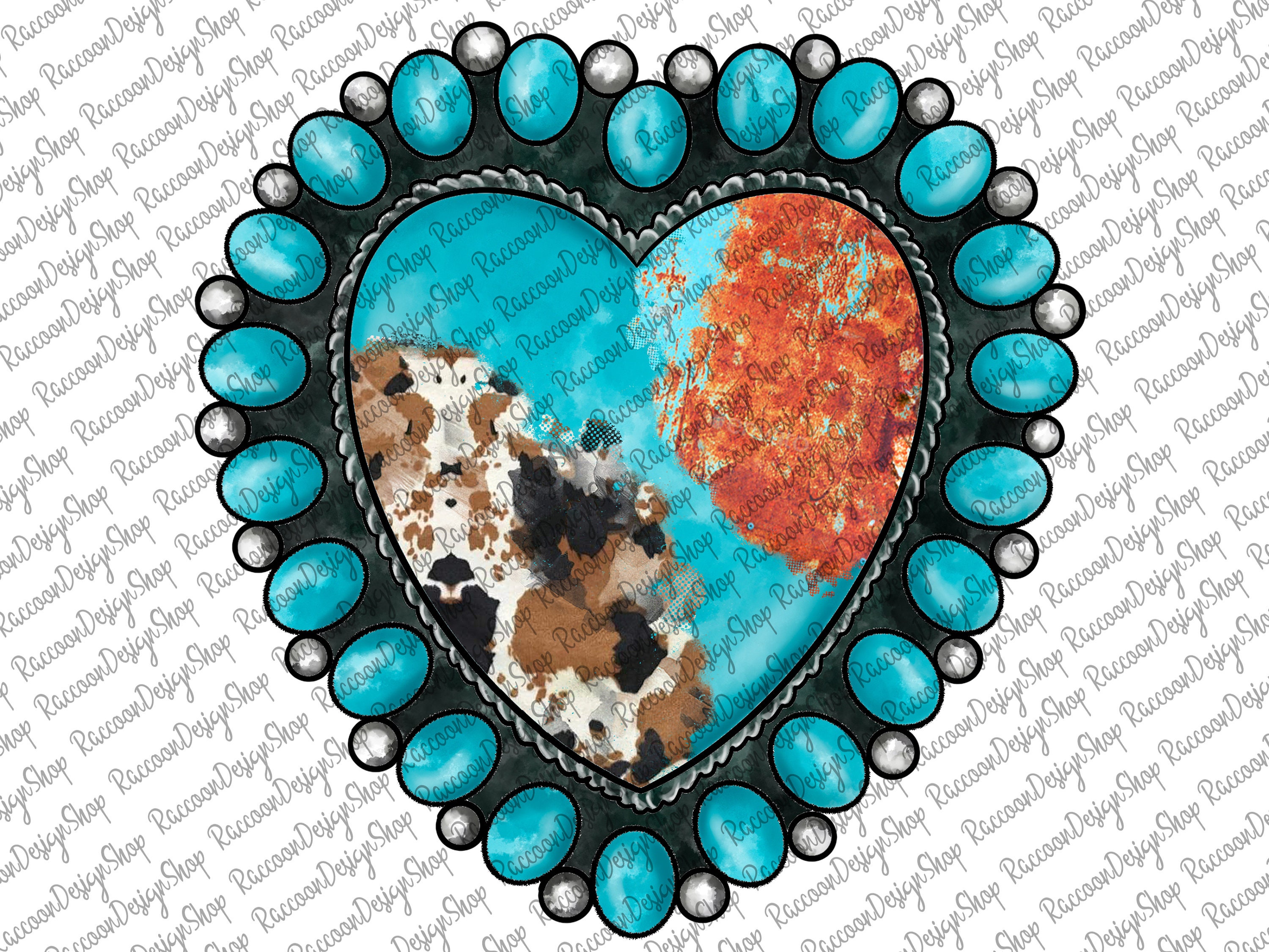 Turquoise Western Heart Png File Turquoise Hot Pink Gem Stone - Etsy UK