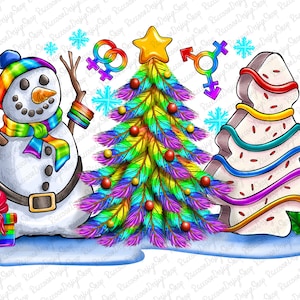 Pride Christmas Trees Png Sublimation Design Download, Merry Christmas ...
