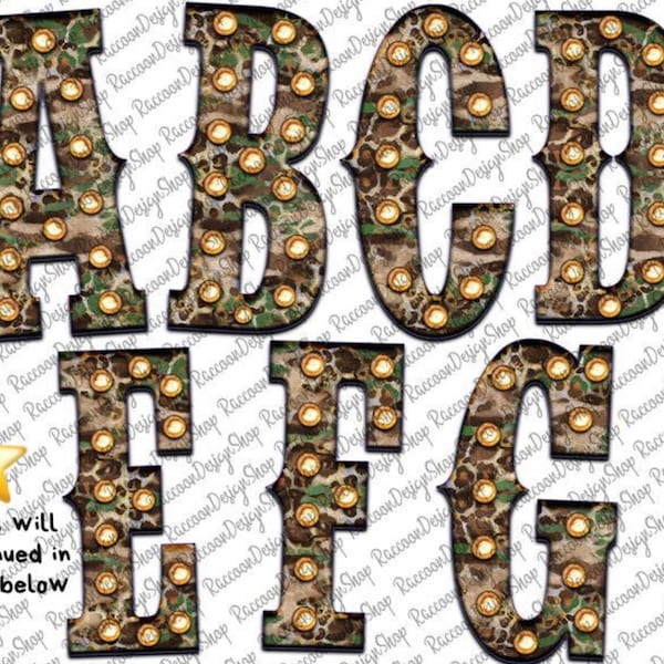 Camo Alphabet - Etsy