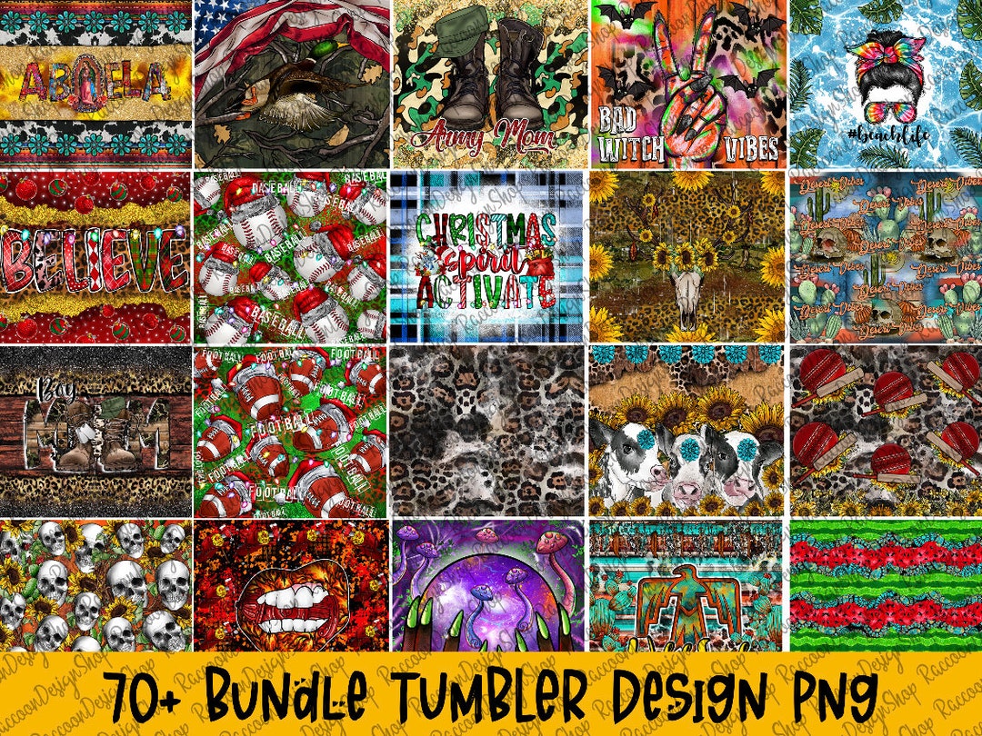 70+ Tumbler Design Bundle for 20oz Tumblers, Tumbler Wrap, Sublimation ...