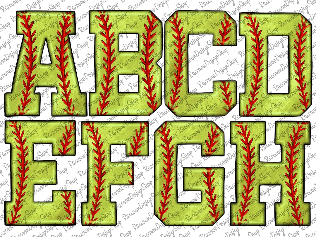 Softball Letters PNG With Leopard and Ball Stitching Background Pattern ...