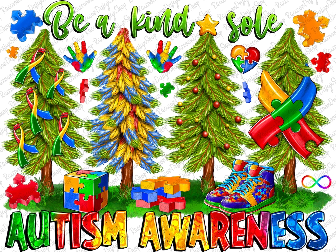 Autism Christmas Trees Png, Be a Kind Sole Autism Awareness Png,merry ...