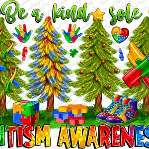 Autism Christmas Trees Png, Be a Kind Sole Autism Awareness Png,merry ...