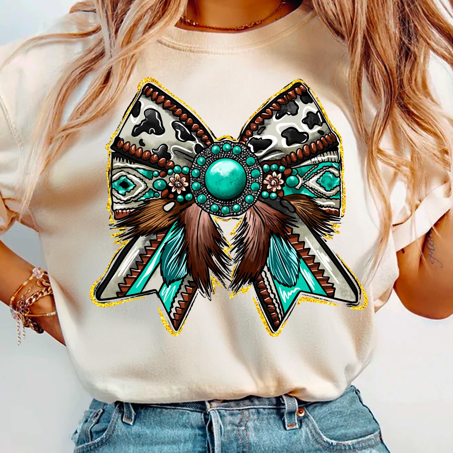 Western Coquette Bow Png, Howdy Brown Leather Bow Png, Cowhide Bow Png ...