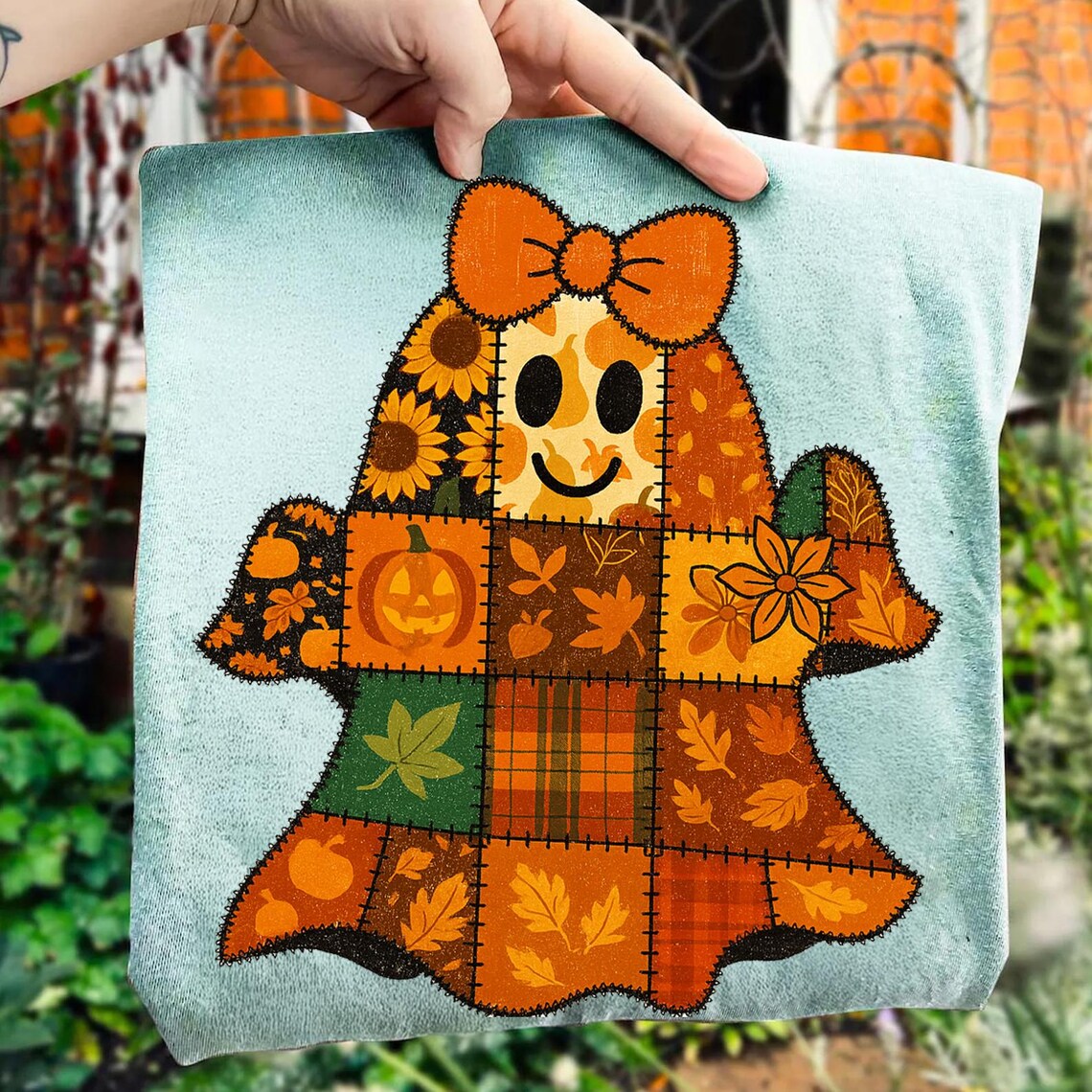 Patchwork Spooky Season Png, Halloween Ghost Patchwork Png, Fall ...