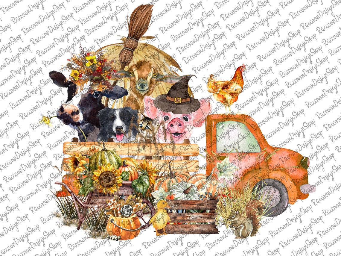 Fall Season Farm Animals Watercolor, Farmer Png,farmer Design,farm ...