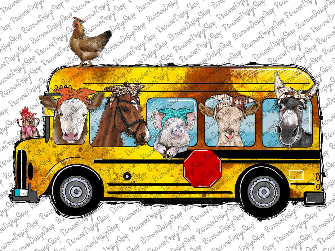 Farm Animals School Bus, Farmer Png, School Bus, School Bus Png,farm ...