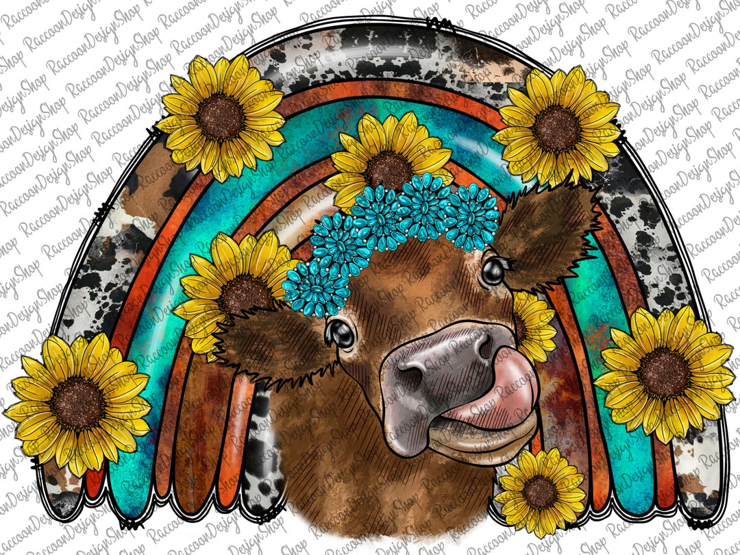 Cow Rainbow Png, Cow Png, Sublimation Png, Digital Download, Watercolor ...