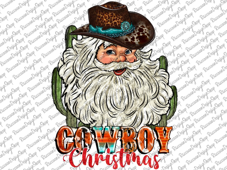 Cowboy Christmas Png Merry Christmas Png Santa Claus Cowboy - Etsy